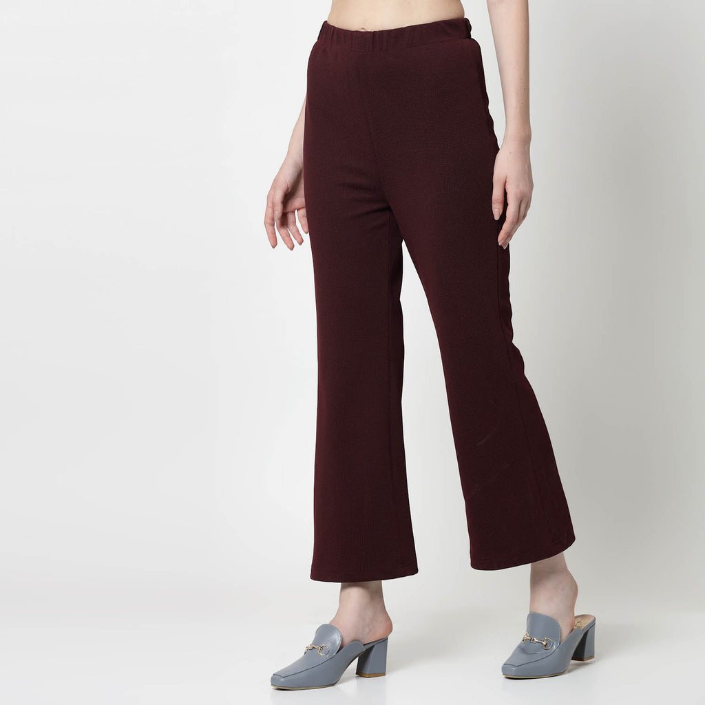 Maroon Lycra Bell Bottom Pant for Women – Retro Chic & Comfy